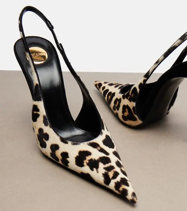 Saint Laurent Guermantes Calf Hair Slingback Pumps