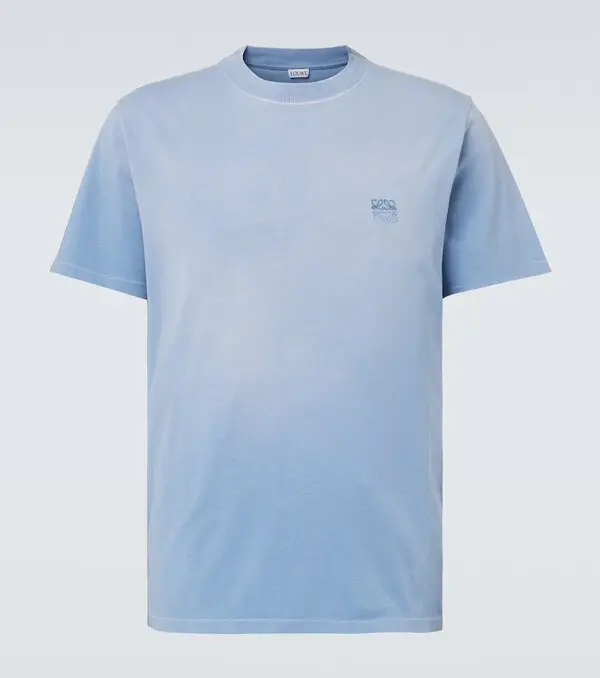 Loewe Anagram Embroidered Cotton T-shirt - Blue