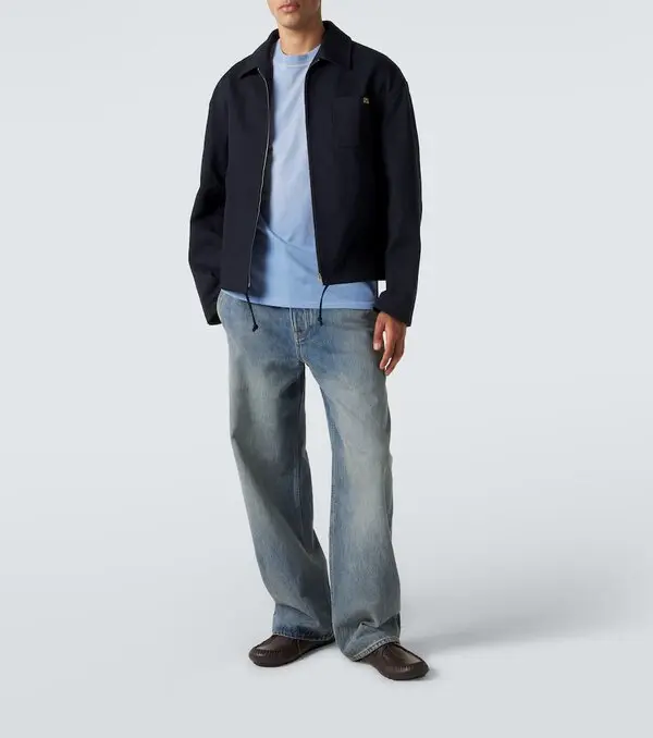 Loewe Anagram Embroidered Cotton T-shirt - Blue
