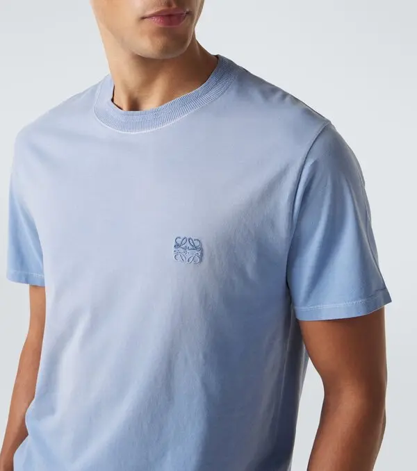 Loewe Anagram Embroidered Cotton T-shirt - Blue