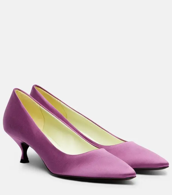 HERBERT LEVINE Satin Pointed Toe Pumps - Pink
