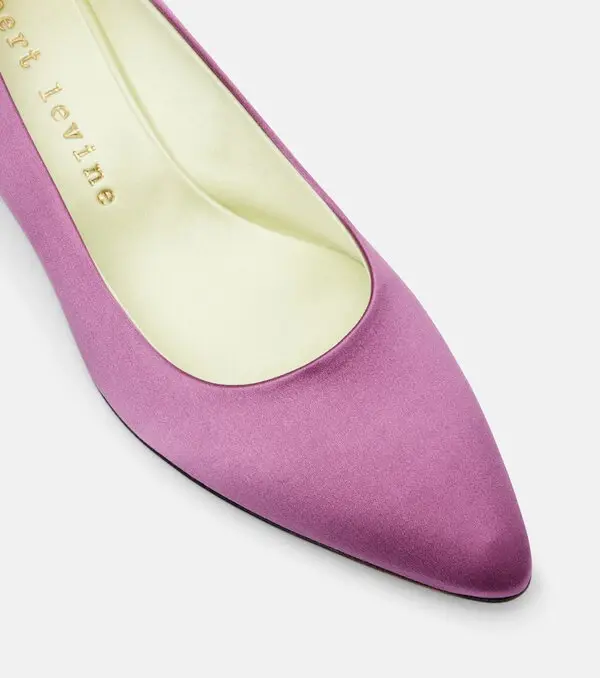HERBERT LEVINE Satin Pointed Toe Pumps - Pink