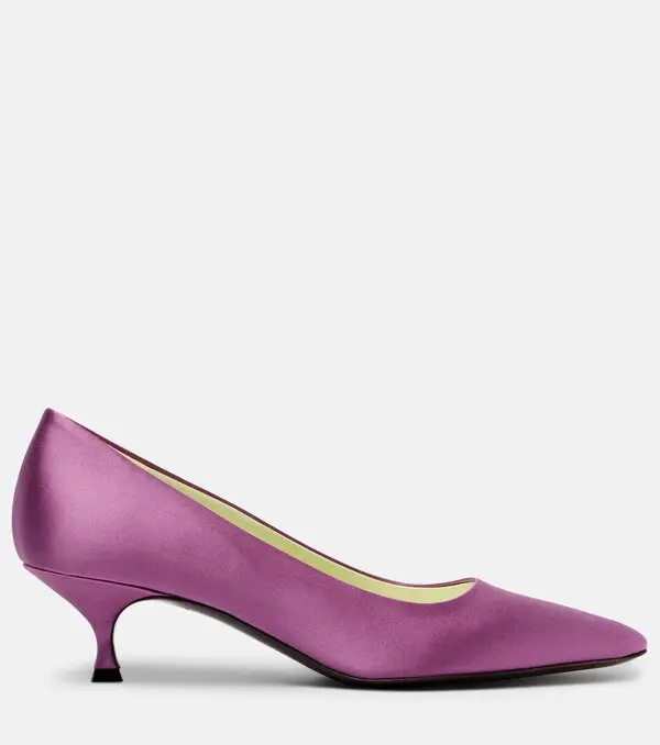 HERBERT LEVINE Satin Pointed Toe Pumps - Pink