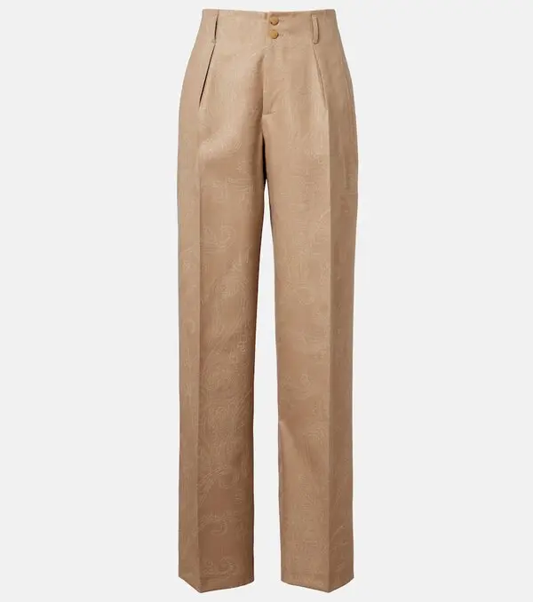 Etro Wool Jacquard Straight Leg Pants