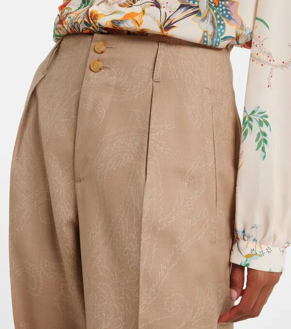 Etro Wool Jacquard Straight Leg Pants