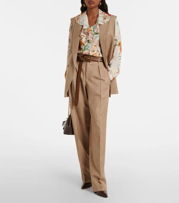Etro Wool Jacquard Straight Leg Pants