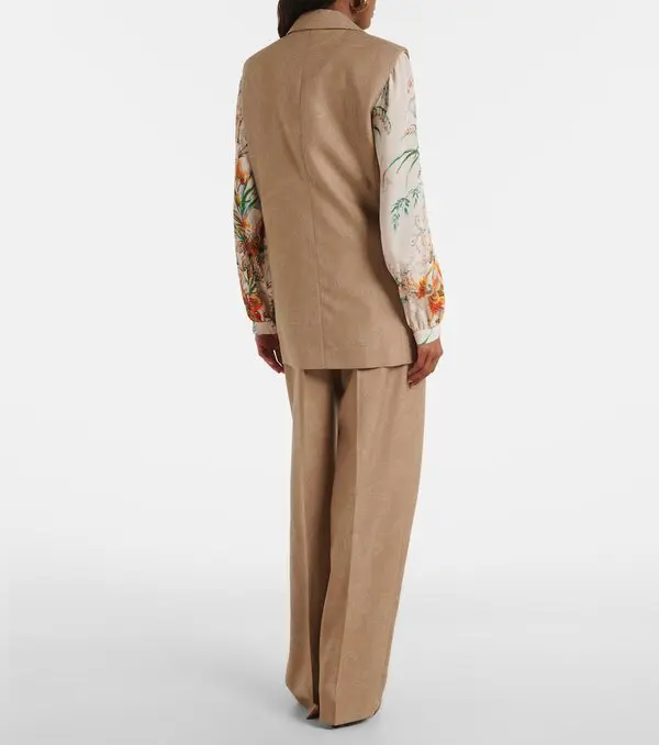 Etro Wool Jacquard Straight Leg Pants