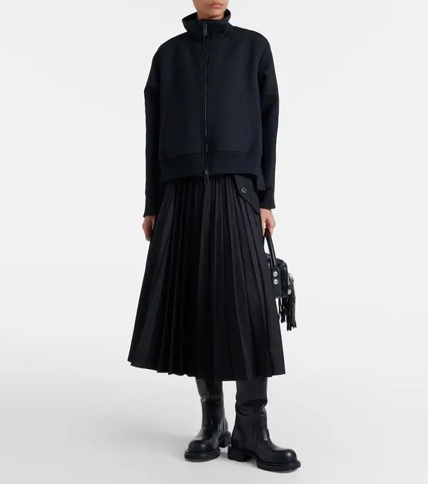 Sacai Belted Cotton-blend Gabardine Midi Skirt