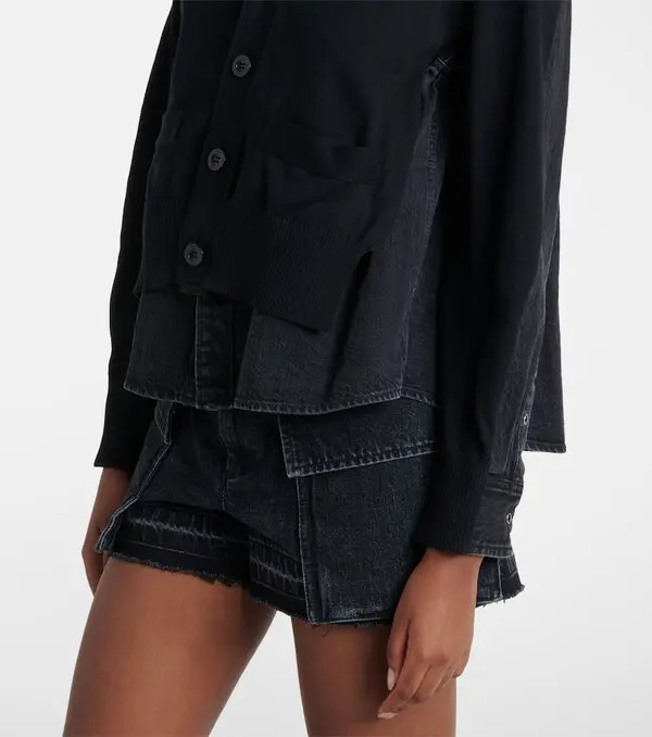 Sacai Paneled Cotton-blend Cardigan