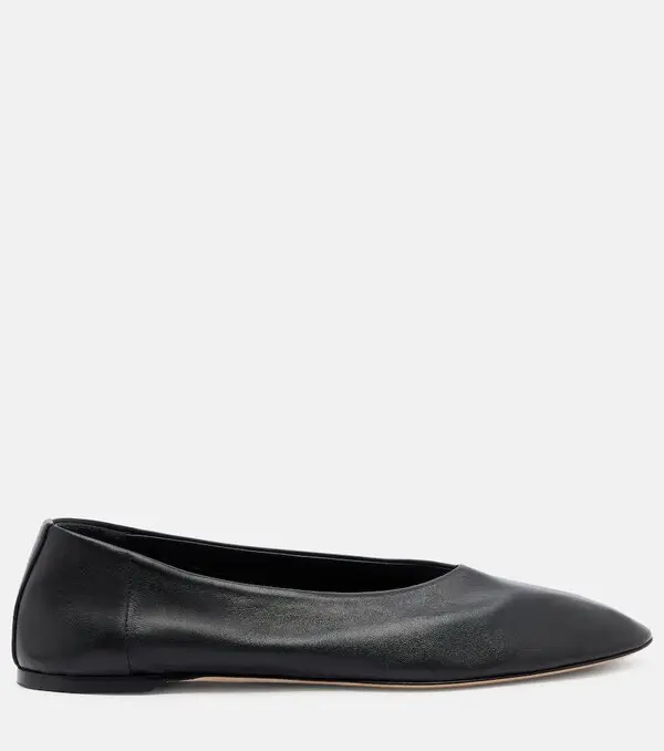 TOTEME Leather Ballet Flats - Black