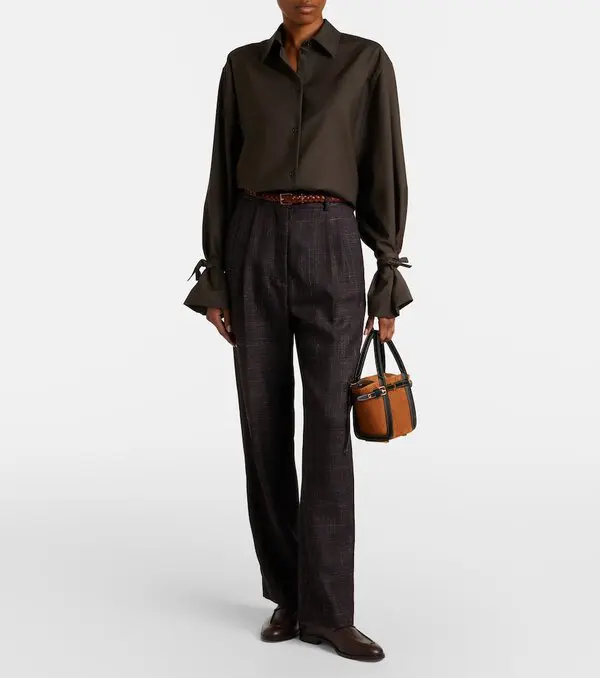 TOD'S T Signature Mini Suede Top-handle Bag - Brown