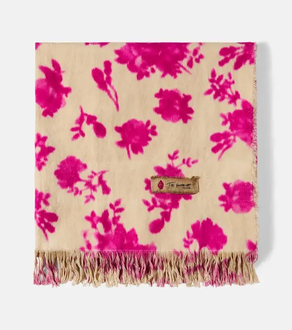 THE HOUSE OF LYRIA Sharpei Floral Cotton And Linen Blanket - Beige