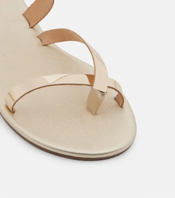ANCIENT GREEK SANDALS Daphnae Metallic Leather Open Toe Flat Sandals