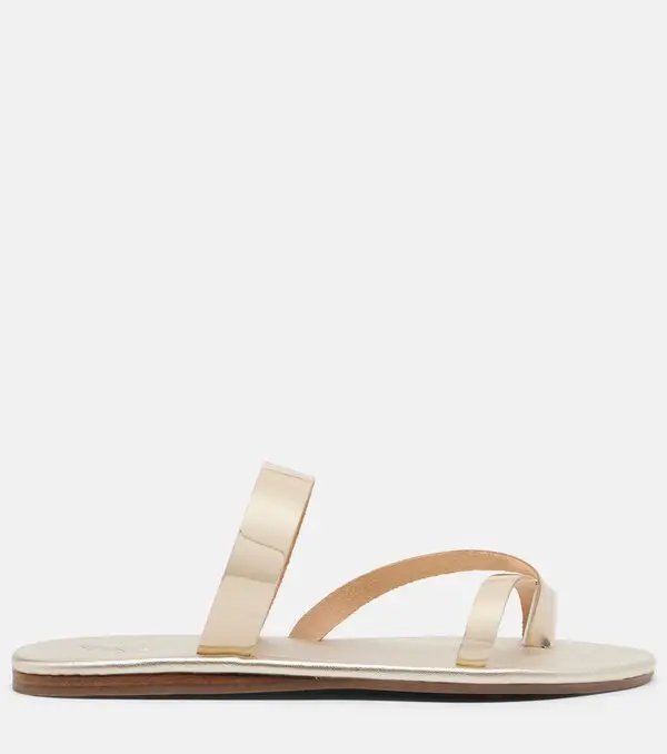 ANCIENT GREEK SANDALS Daphnae Metallic Leather Open Toe Flat Sandals