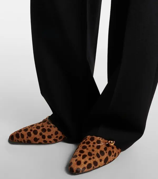 HERBERT LEVINE Cheetah-print Calf Hair Mules - Beige