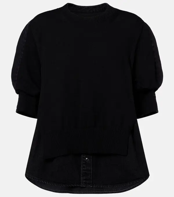 Sacai Layered Cotton-blend Sweater