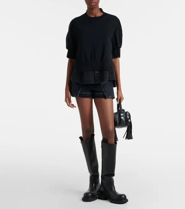 Sacai Layered Cotton-blend Sweater