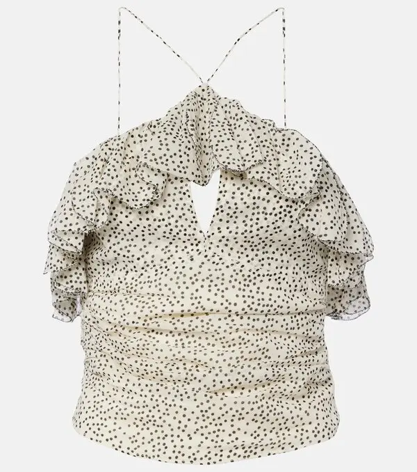 MARANT ETOILE Djimia Halterneck Cotton-blend Top - White