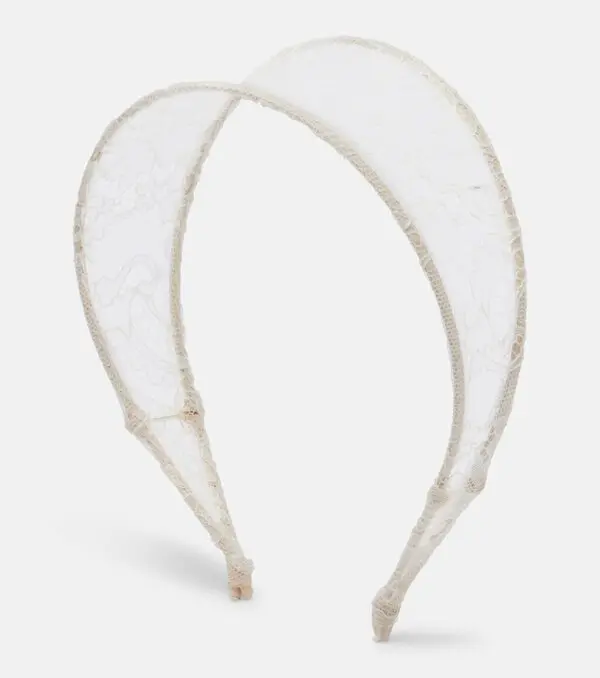 JENNIFER BEHR Thalia Silk Lace Headband - White