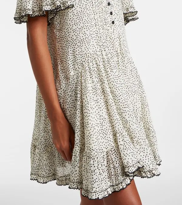 MARANT ETOILE Daynia Polka Dot Cotton Mini Dress - White