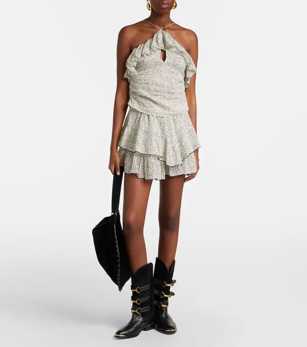 MARANT ETOILE Jocadia Ruffled Cotton Shorts - White