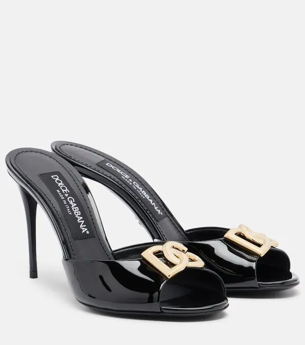 Dolce & Gabbana Patent Leather Mules With Dg Detail