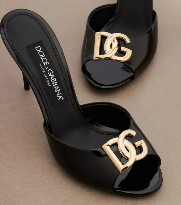Dolce & Gabbana Patent Leather Mules With Dg Detail