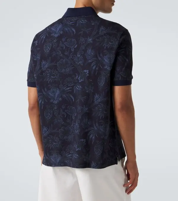 Etro Floral Cotton Pique Polo Shirt