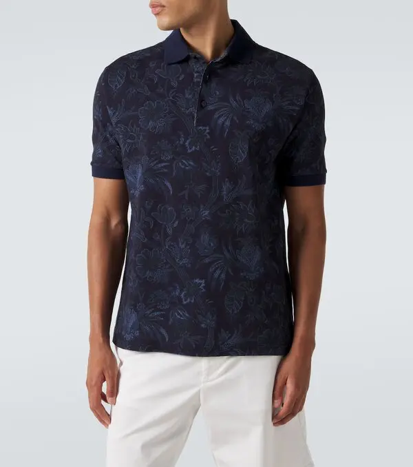 Etro Floral Cotton Pique Polo Shirt