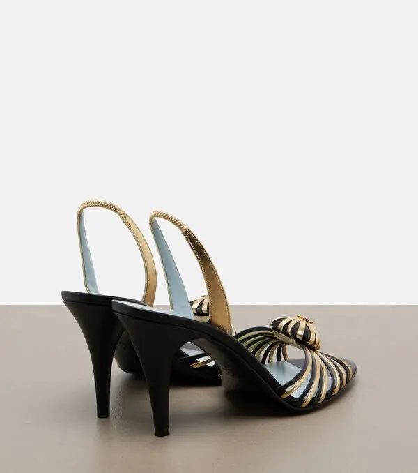 Valentino Garavani Cour Royal Leather Slingback Sandals - Black