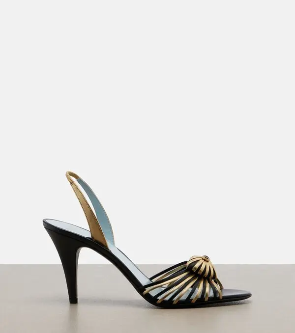 Valentino Garavani Cour Royal Leather Slingback Sandals - Black
