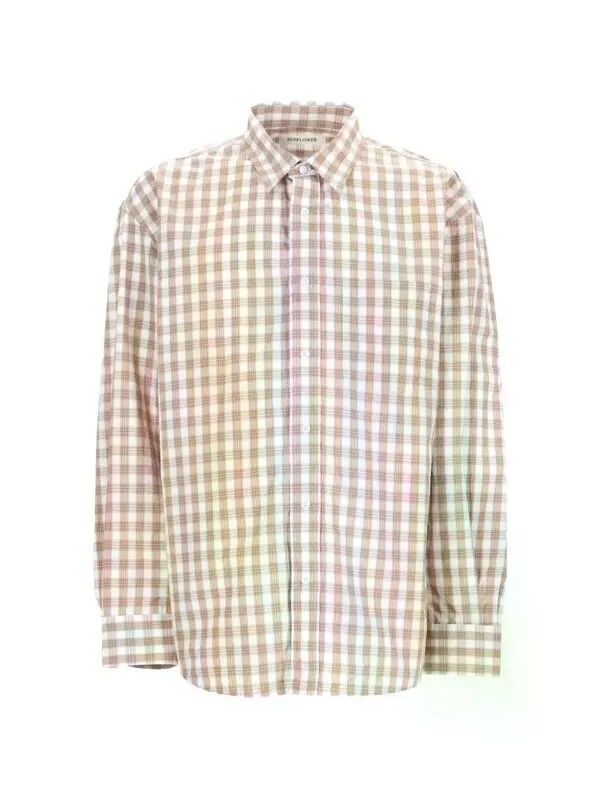 SUNFLOWER Checked Cotton Shirt - White