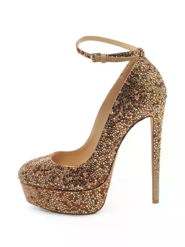 JIMMY CHOO Crystal-embellished Ankle-strap Pumps - Neutrals