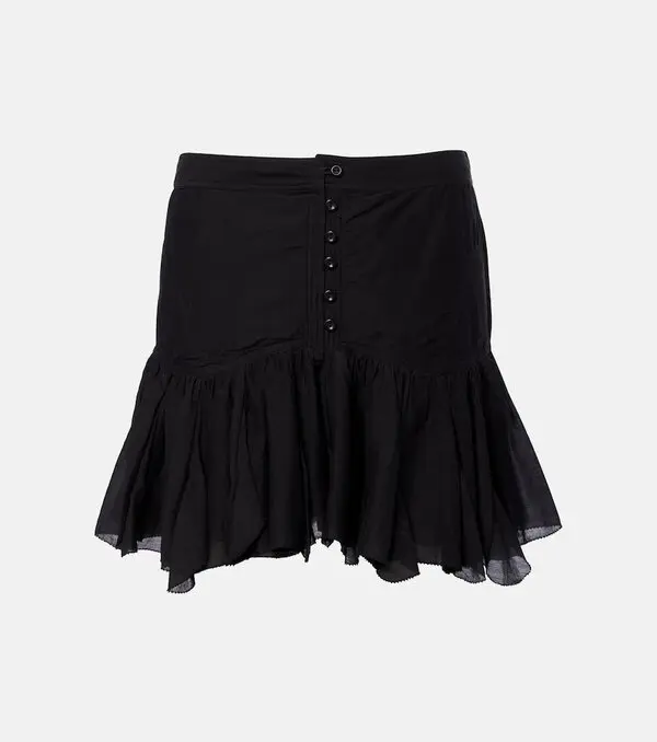 MARANT ETOILE Daneen Ruffled Cotton-blend Mini Skirt - Black