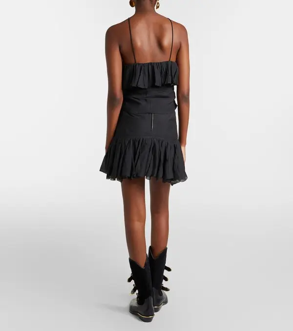 MARANT ETOILE Daneen Ruffled Cotton-blend Mini Skirt - Black