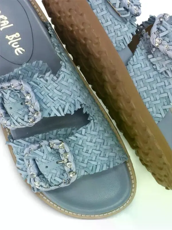 CORAL BLUE Woven Strass Embellished Sandals