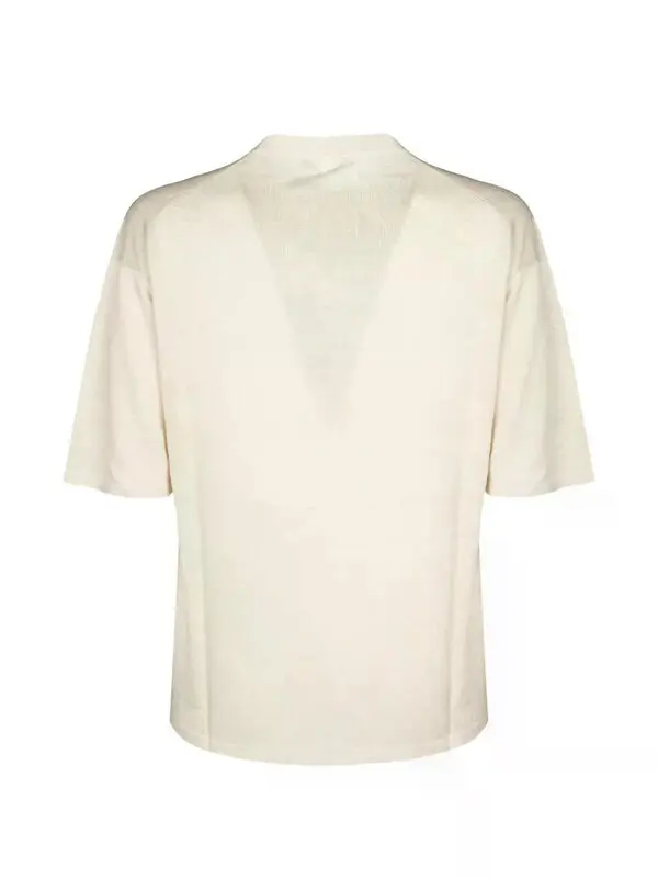 ROBERTO COLLINA Short-sleeved Knitted T-shirt - Neutrals