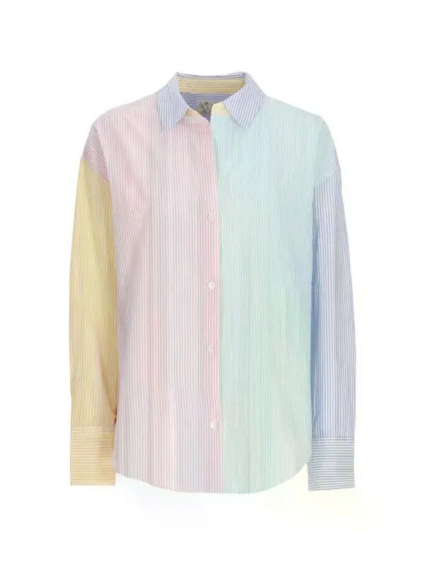 MC2 SAINT BARTH Embroidered Logo Seersucker Shirt - Blue