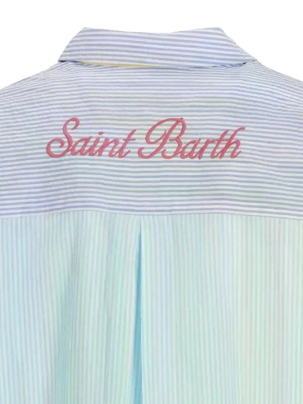 MC2 SAINT BARTH Embroidered Logo Seersucker Shirt