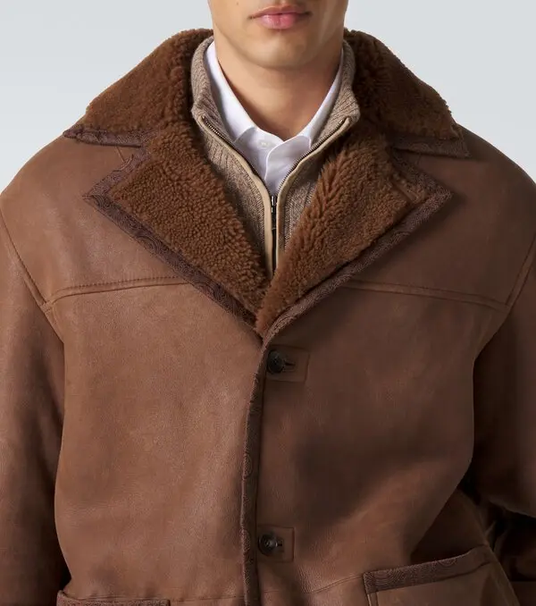 Etro Shearling-trimmed Leather Jacket