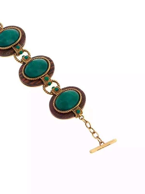 Roberto Cavalli Enamel Wood Bracelet With Brass Hardware