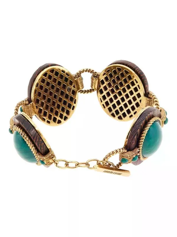 Roberto Cavalli Enamel Wood Bracelet With Brass Hardware