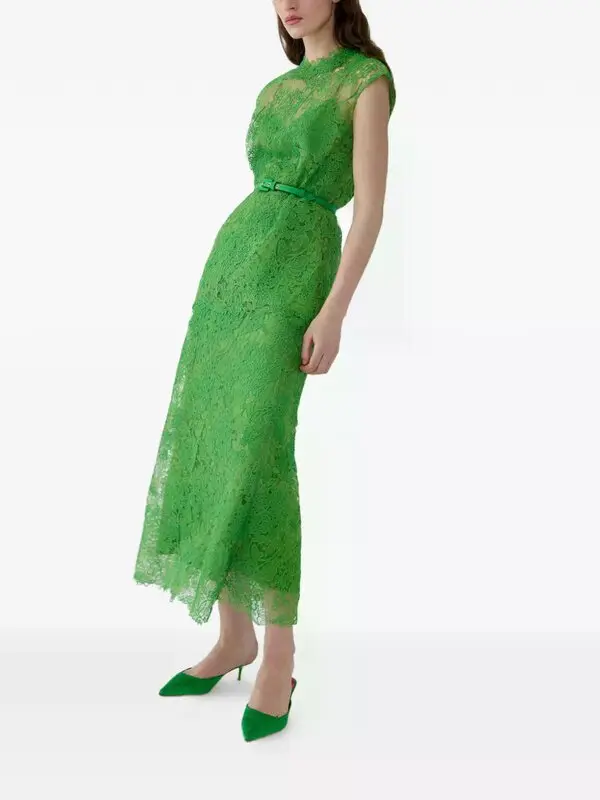 Carolina Herrera Hydrangea Lace Belted Top