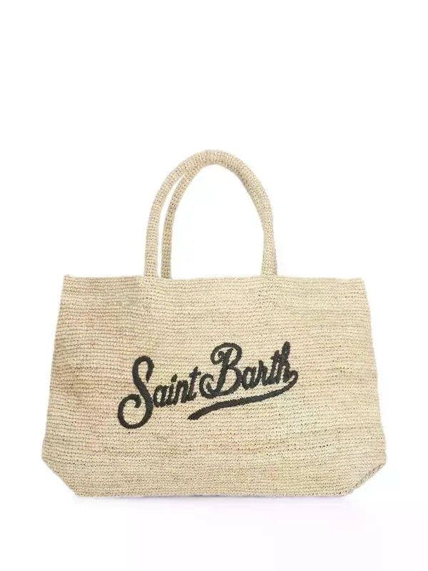 MC2 SAINT BARTH Embroidered Raffia Tote Bag - Neutrals