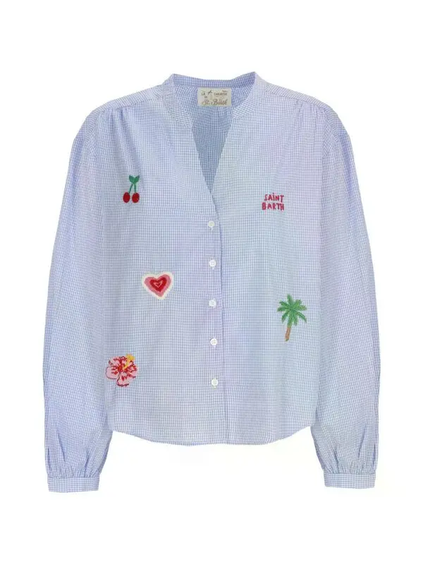 MC2 SAINT BARTH Liona Gingham Embroidered Shirt