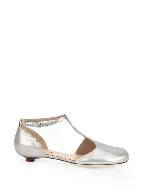 Agl Metallic-effect T-bar Ballet Flats