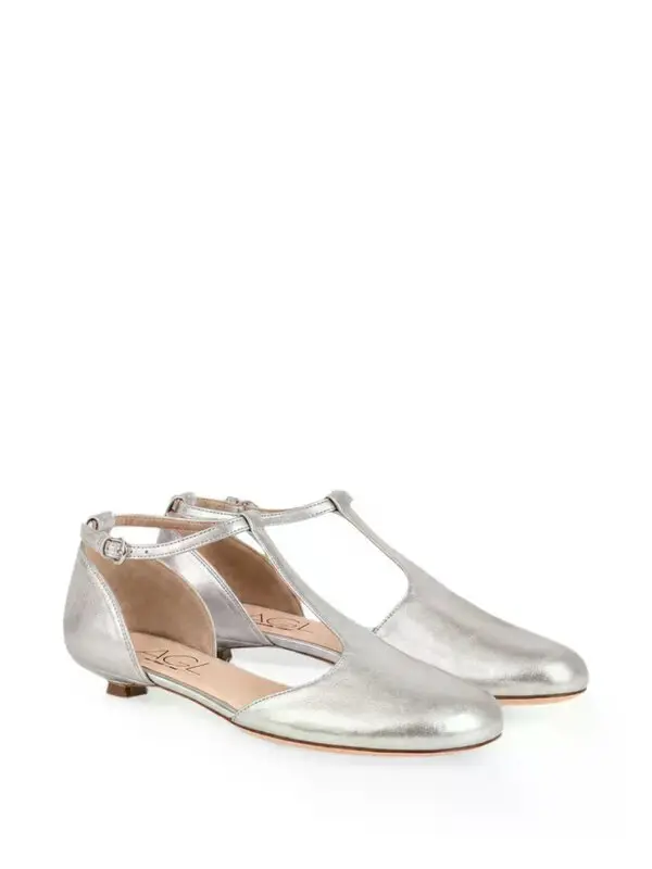 Agl Metallic-effect T-bar Ballet Flats