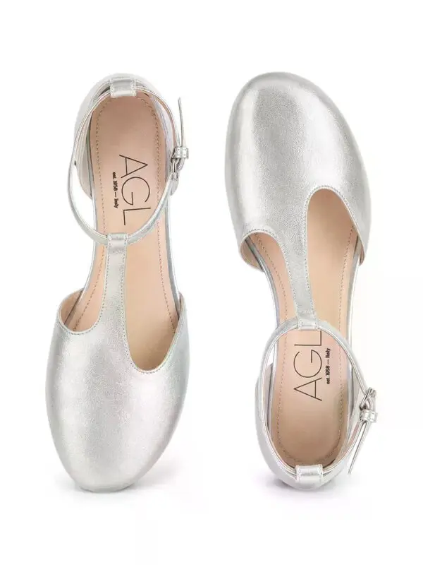 Agl Metallic-effect T-bar Ballet Flats