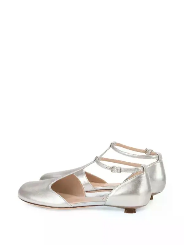 Agl Metallic-effect T-bar Ballet Flats