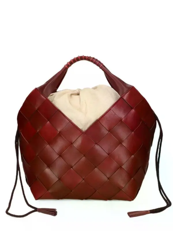 Dragon Diffusion Woven Leather Bucket Bag - Red